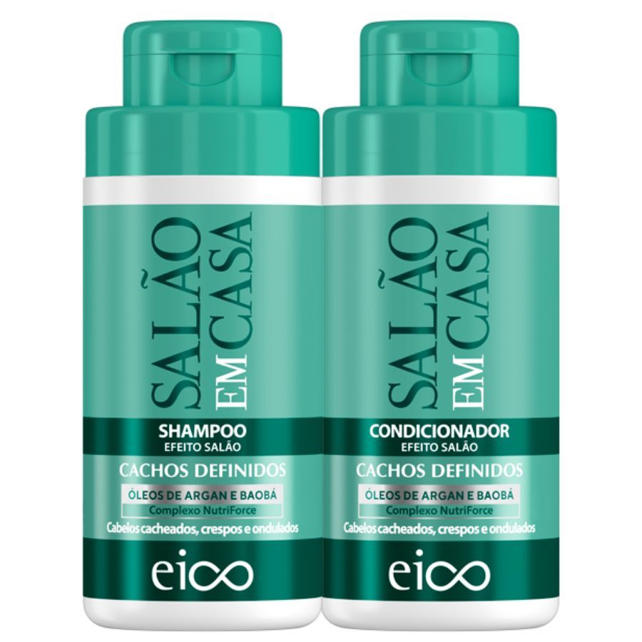 Eico Shampoo 450ml Condicionador 400ml Salão Em Casa Cachos Definidos Cacheado Crespos Ondulados ...