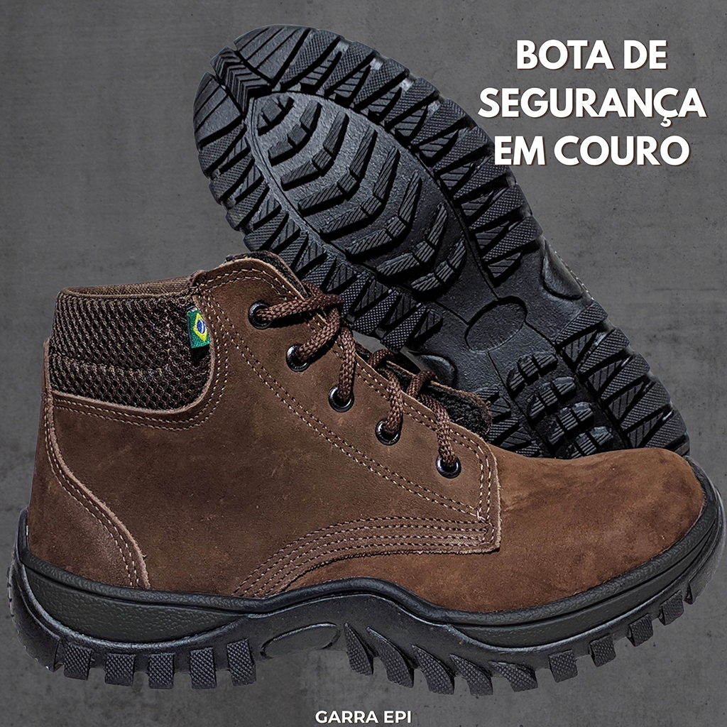 Bota de Couro Legítimo EPI Solado Adventure Antiderrapante Botina ...