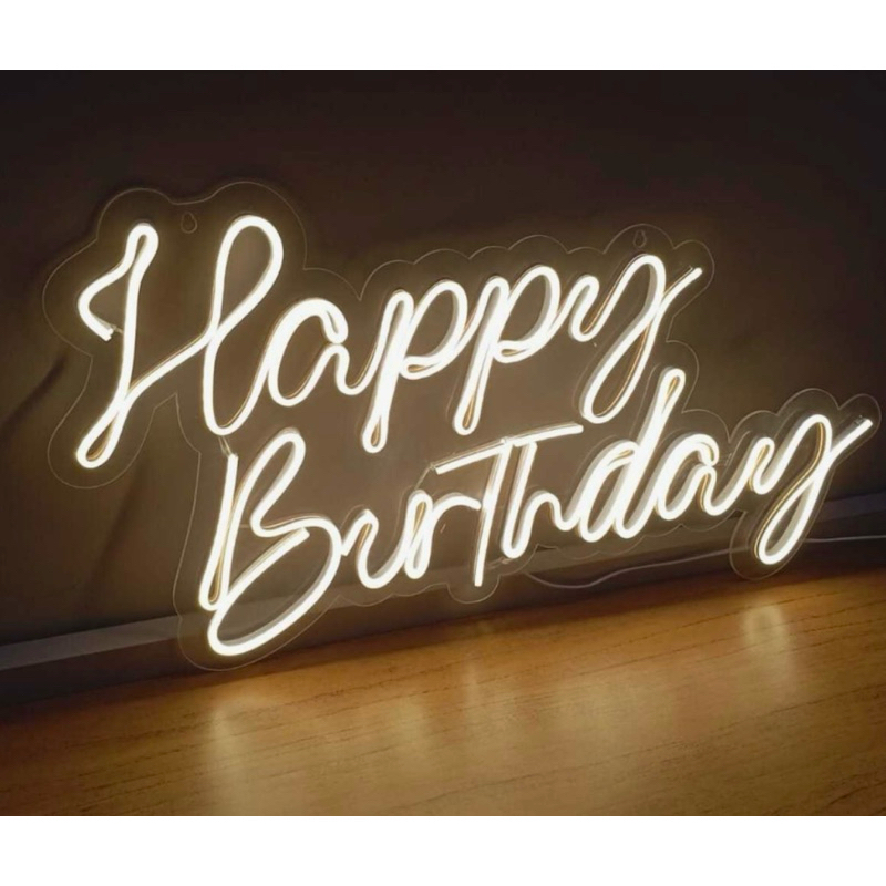 Painel Neon Led “Happy Birthday” Em Acrílico 46x35cm | Decoração Festa ...