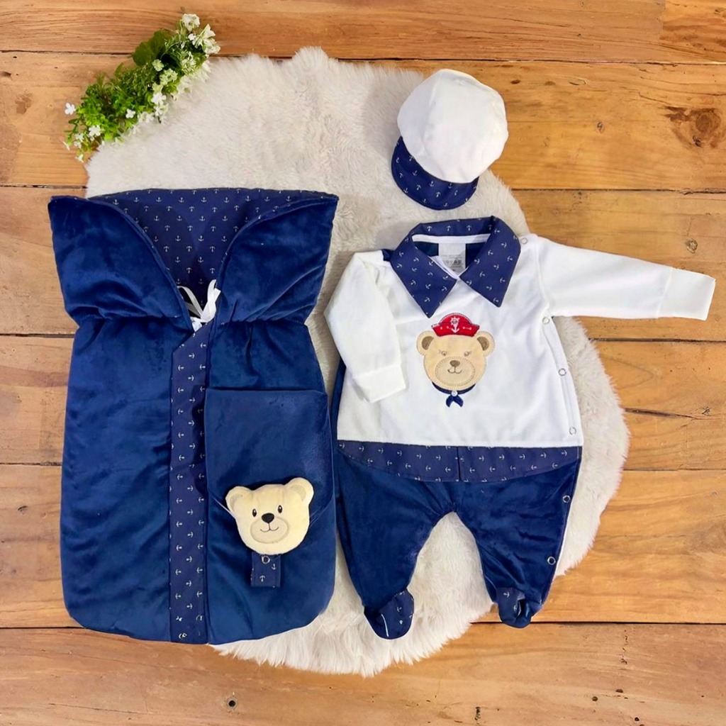 Saída Maternidade Menino Primeira Troca Roupa de Bebê Bryan Kit 4 Peças ...
