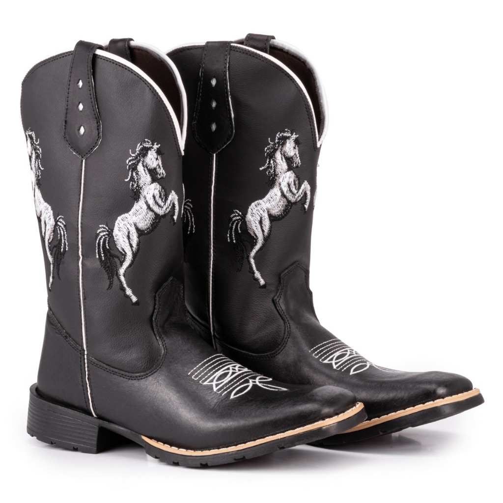Bota Texana Country Masculina 2C Bico Quadrado Sola de Borracha ...