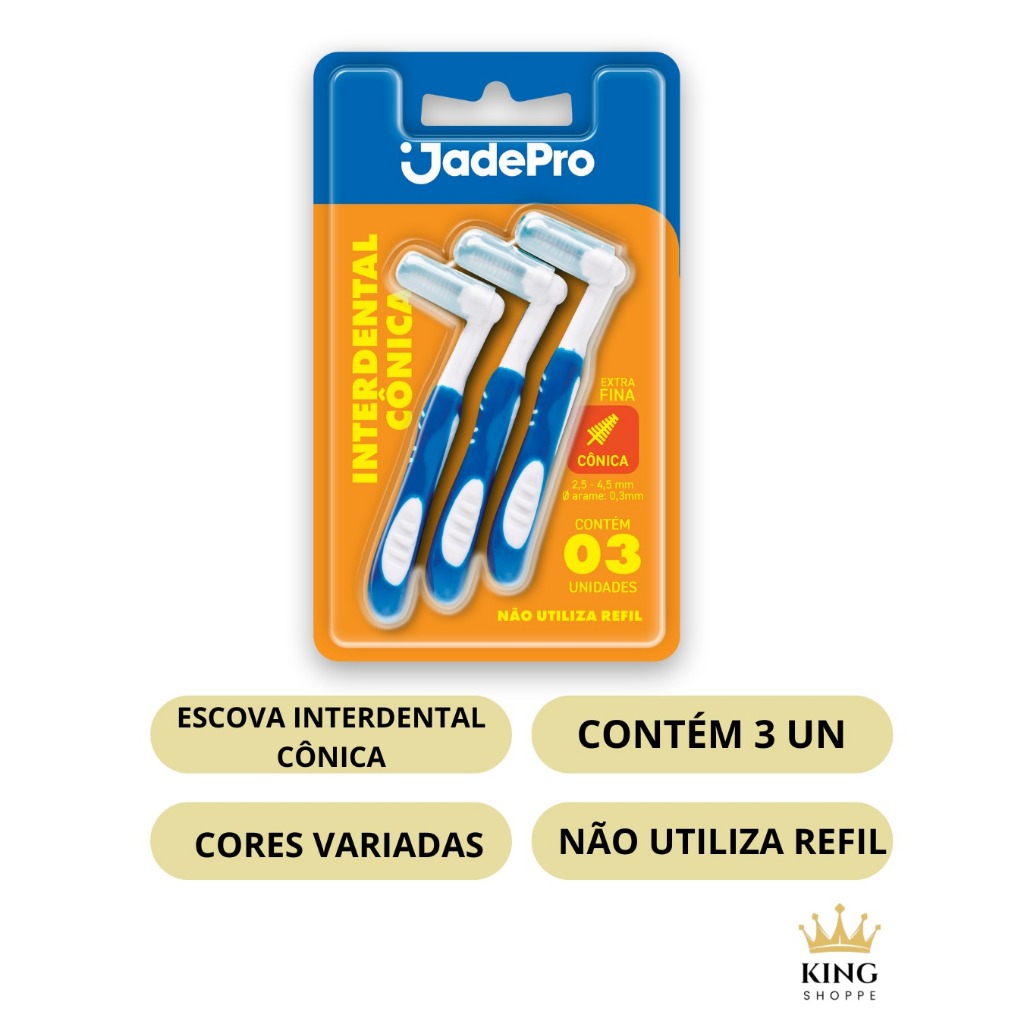 Escova Interdental Extra Fina com 3 unidades JadePro Conica | Shopee Brasil