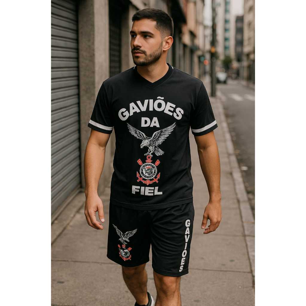 KIT CAMISETA E BERMUDA TORCIDA GAVIÕES DA FIEL | Shopee Brasil