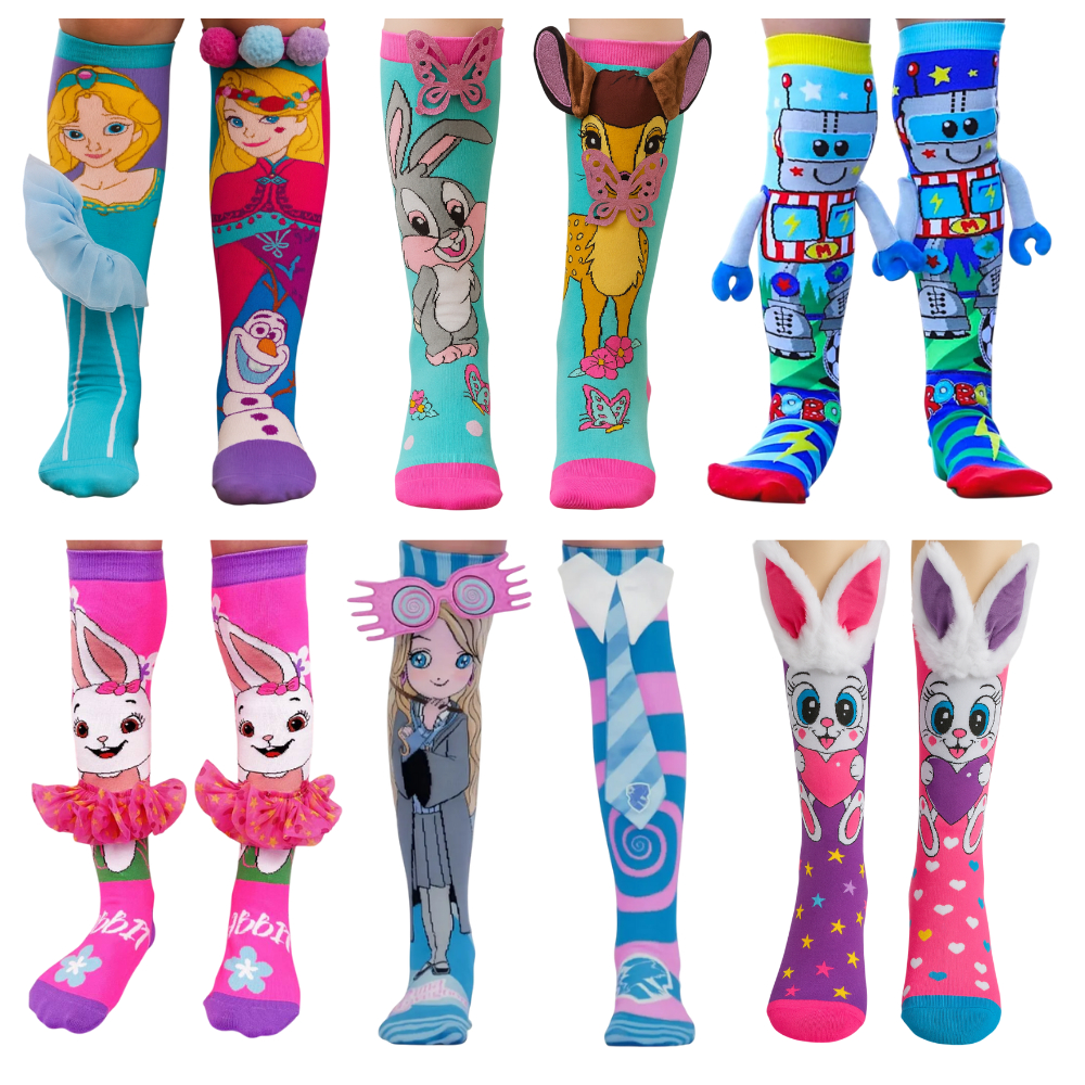 Meia Maluca 3d Infantil Divertida Personagens Cano Alto Coloridas ...