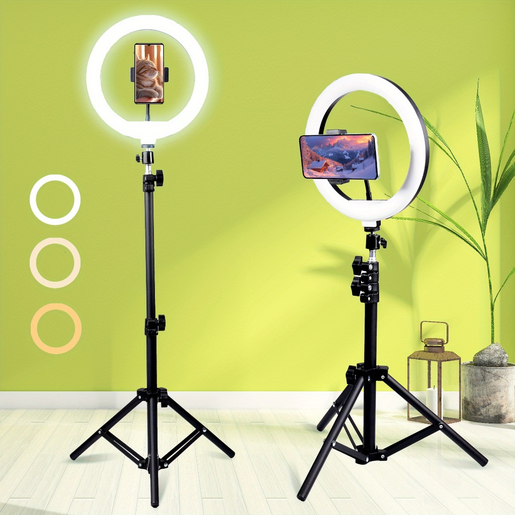 Ring Light Led Iluminador Com Trip é 360º 10 polegadas +Tripé2.1m | Shopee Brasil