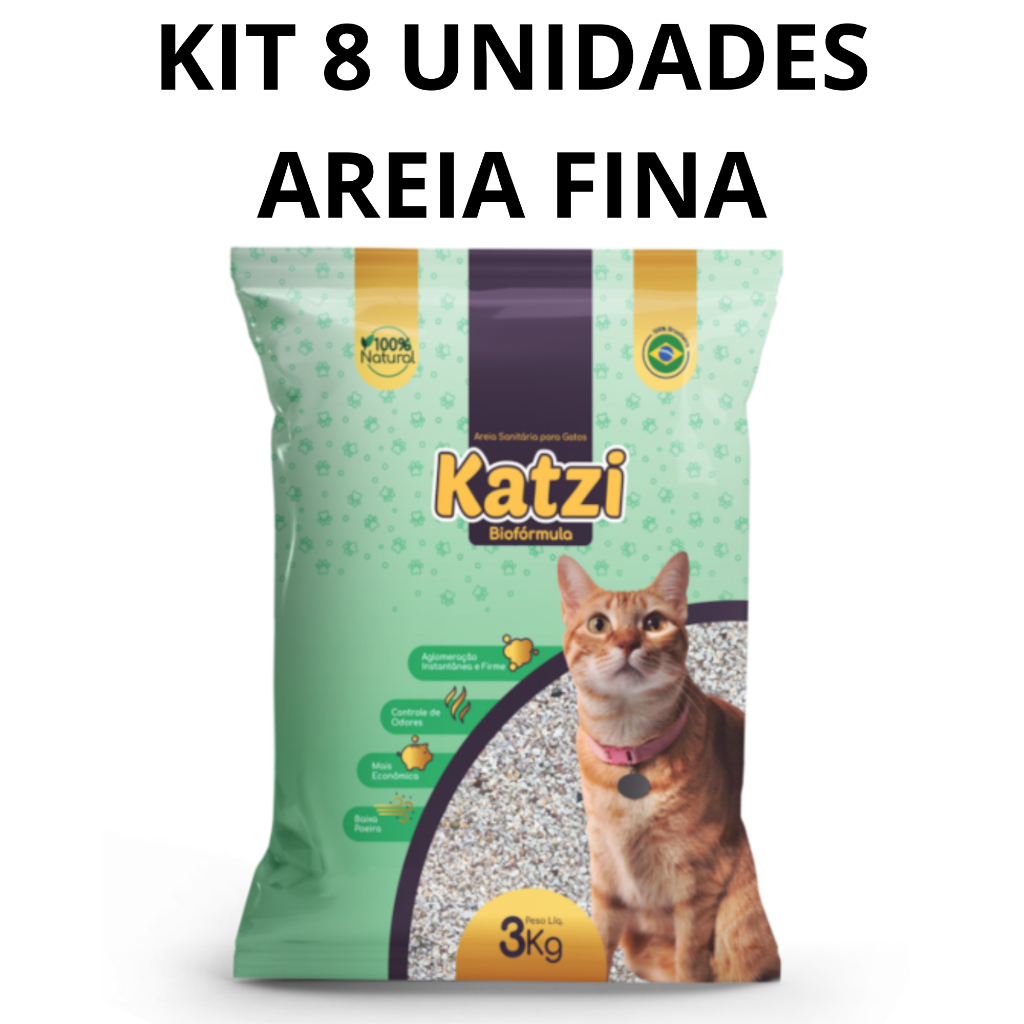 Kit 8un Areia Para Gato 3kg Higiênica Sanitária Katzi Biofórmula Biodegradável | Shopee Brasil
