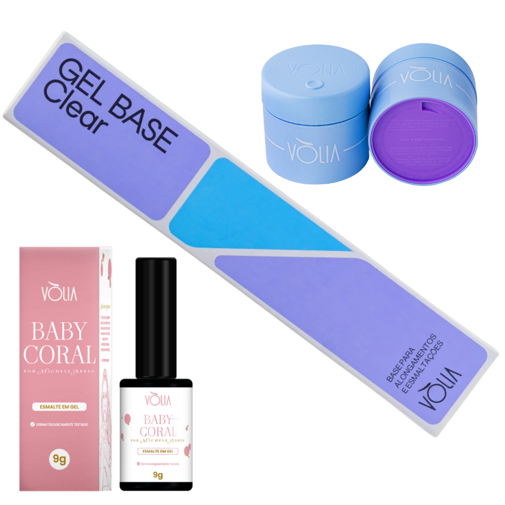 Kit Gel Base Vòlia Sachê 12g + Pote Eco Duo Azul + Esmalte em Gel ...