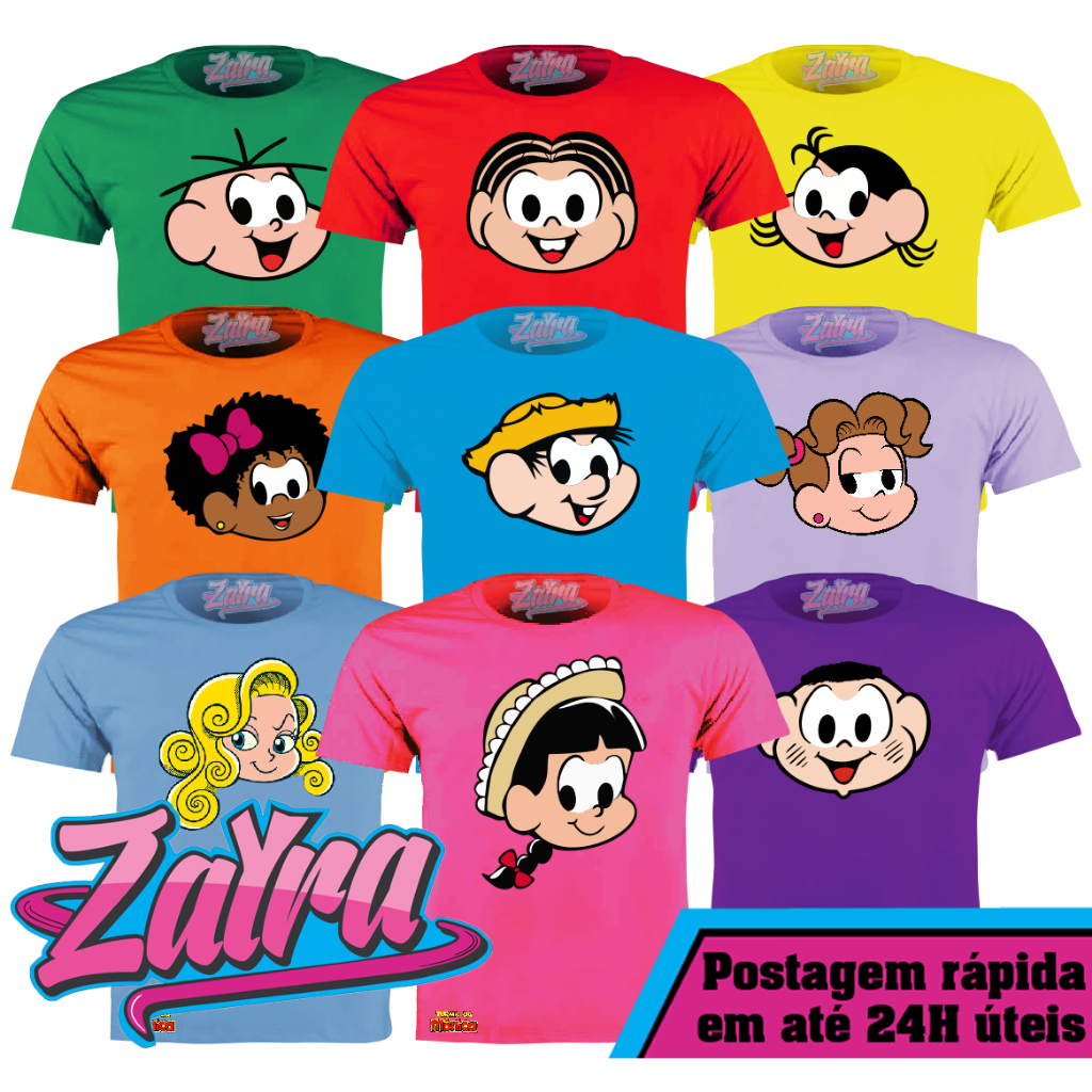 Camiseta Personagens Turma da Monica - PT1 (Do Infantil 2 aou Adulto G3 ...