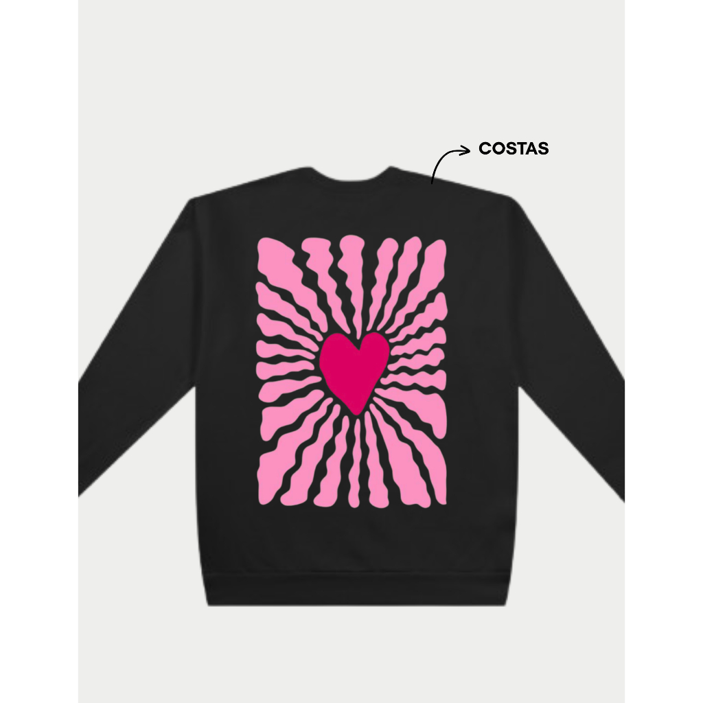 Moletom Careca Estampa nas Costas Feminina Heart | Shopee Brasil