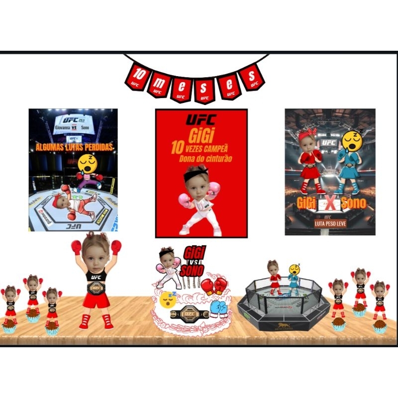 Kit festa em casa Tema UFC Lutando contra o sono | Shopee Brasil