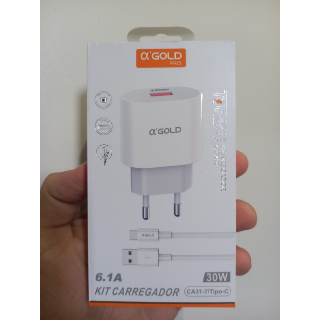 Carregador Turbo Rápido α’GOLD PRO – 30W | 6.1A | Tipo-C | Shopee Brasil