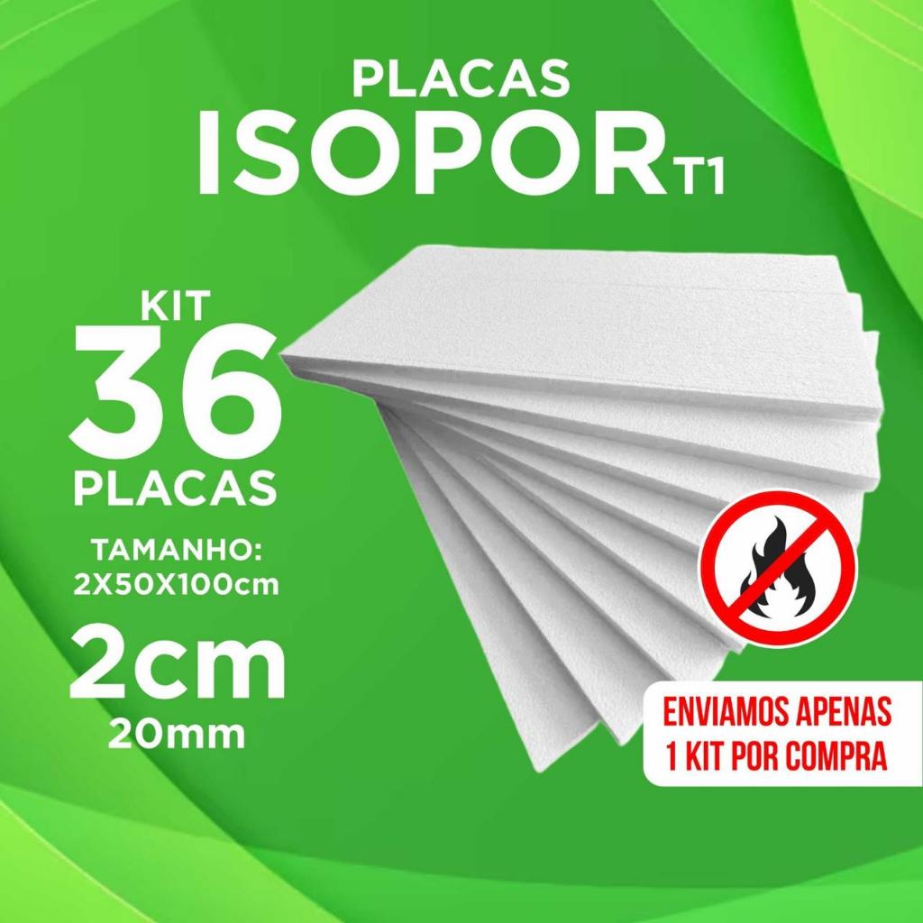 KIT COM 36 PLACAS ISOPOR 02CM X 50CM X100CM T1 | Shopee Brasil