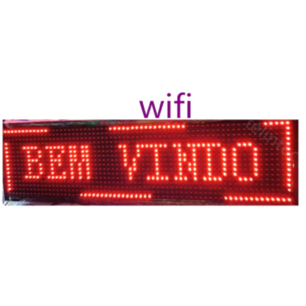 Letreiro digital Painel de led WI-FI +USB Auto Brilho 70x20 Bivolt ...