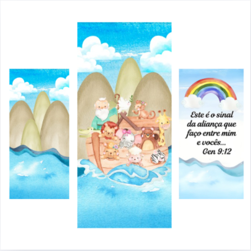 Painel VERTICAL tecido subl. decor ARCA DE NOÉ | Shopee Brasil