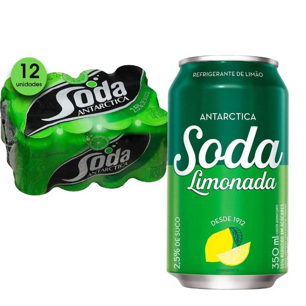 Refrigerante Soda Limonada ANTARCTICA Lata 350ml (6 ou 12 Latas ...