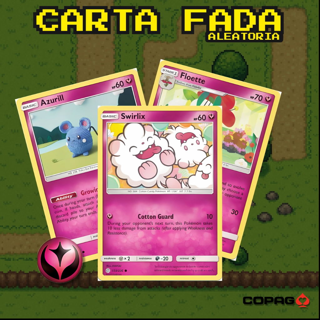 Carta Pokémon Tipo Fada Aleatória – Copag em Português | Shopee Brasil