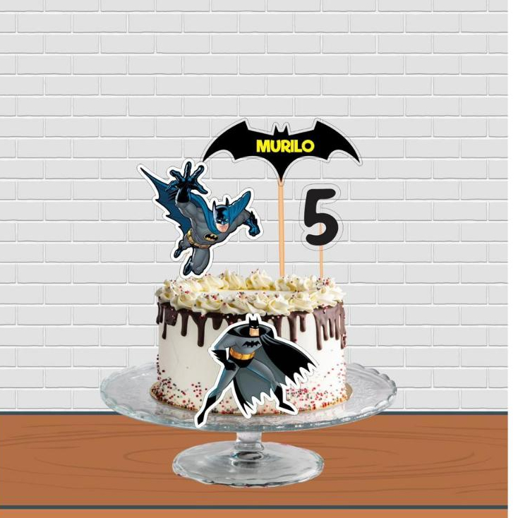 Topo Topper de Bolo Personalizado BATMAN, com NOME e IDADE, Heróis, DC ...