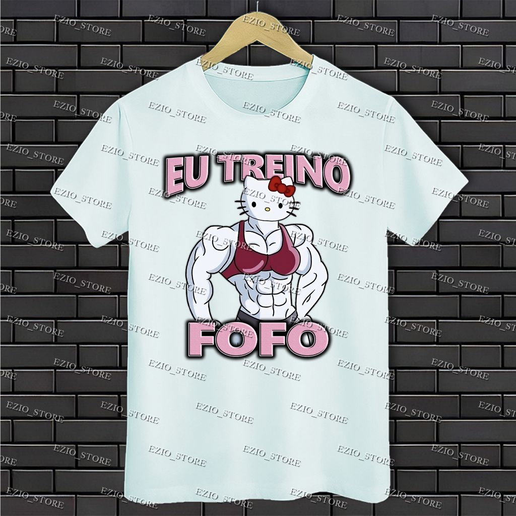Camiseta Hello Kitty "Eu Treino Fofo" Unissex, Blusa Camisa Treino ...