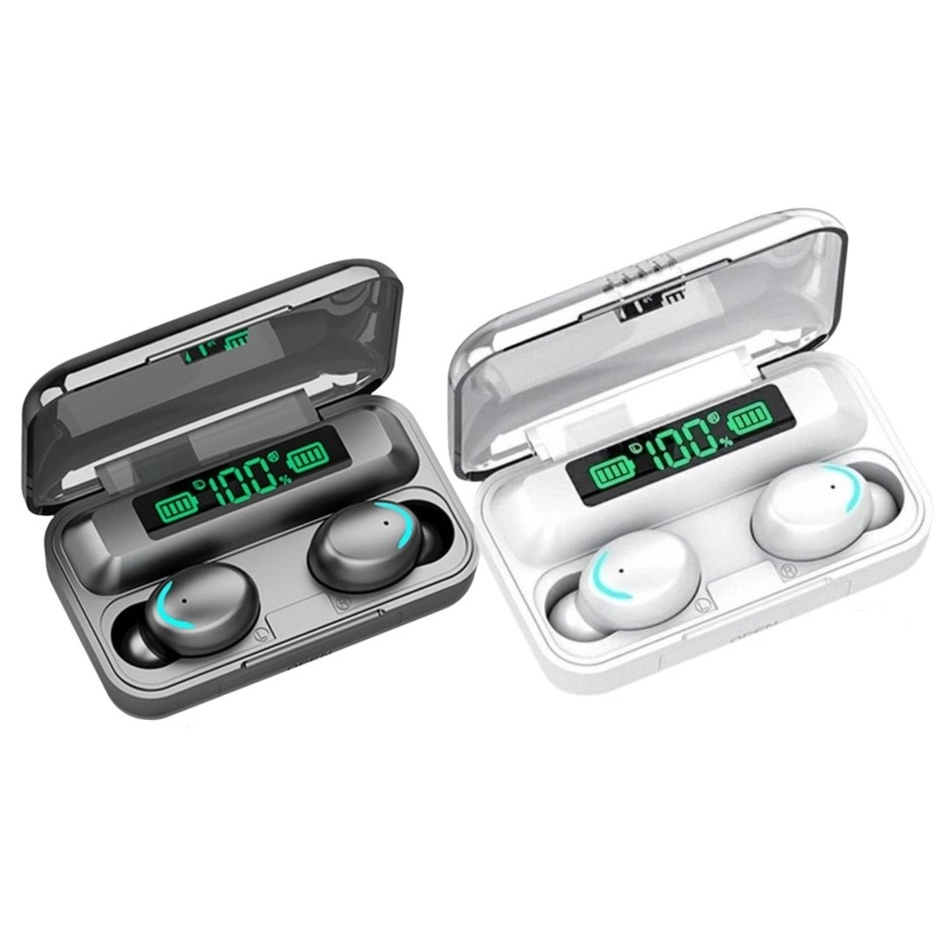 Fone Bluetooth F9 TWS V5.1 Sem Fio 2000mah com Microfone Display Led Touch | Shopee Brasil