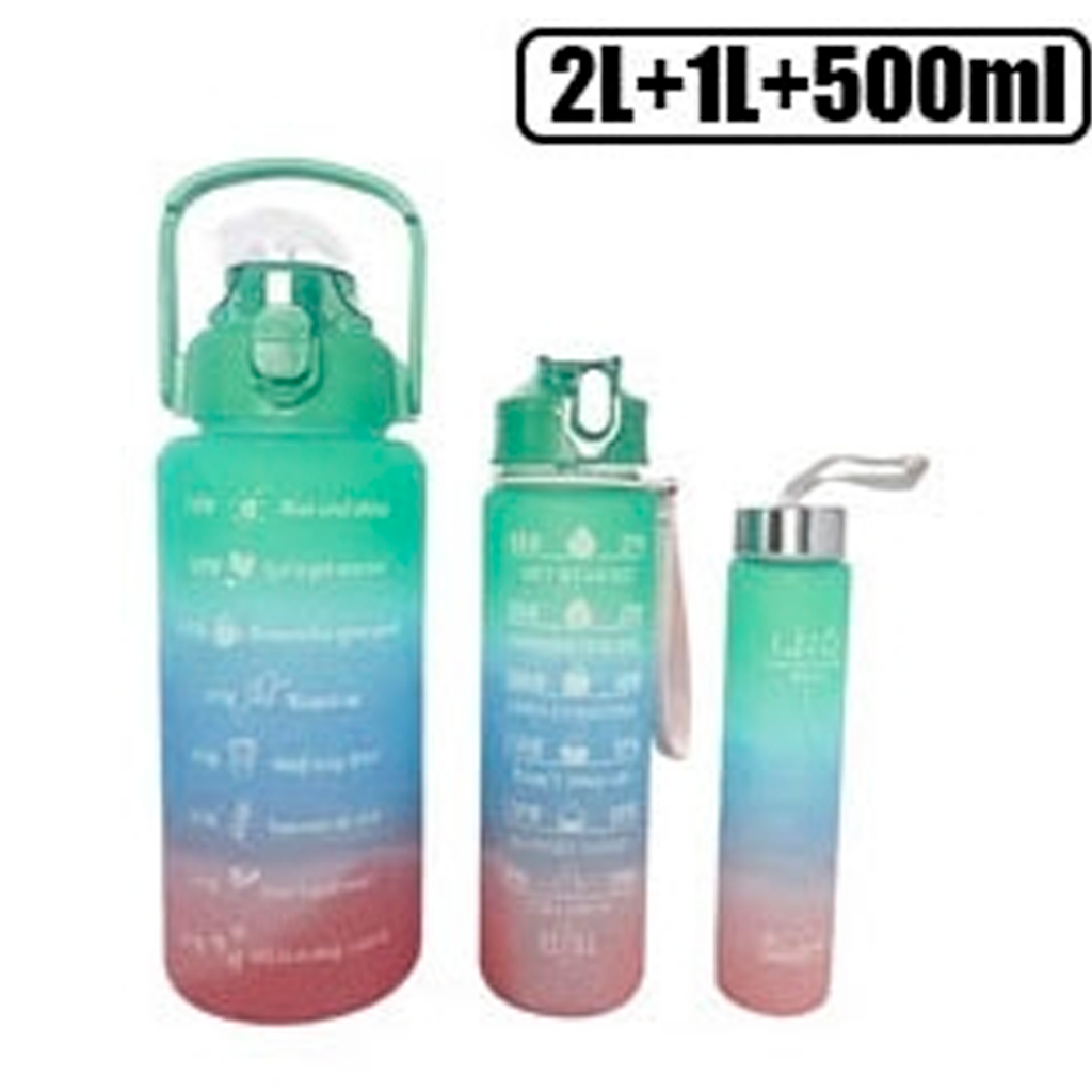 KIT C/ 3 GARRAFAS SQUEEZE 2L + 1L + 500ML COLOR VERDE | Shopee Brasil