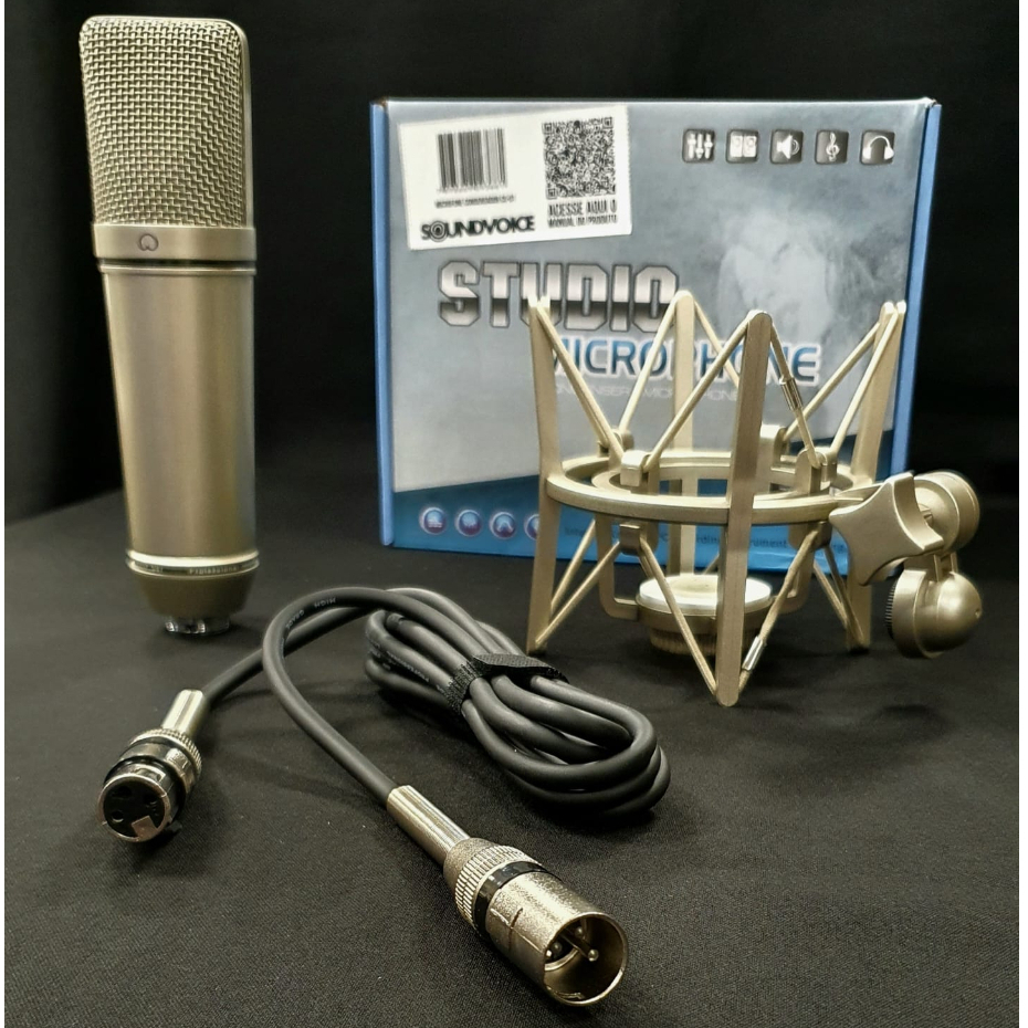 Microfone Para Estudio Condensador Soundvoice Cs-01 C/cabo Cor Dourado ...