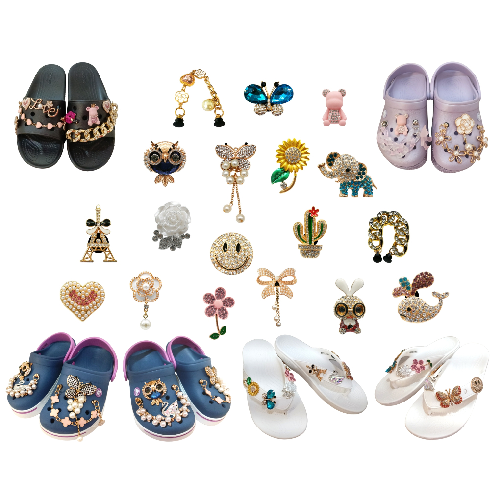 Pin Berloque Corrente Cordão para Crocs em Metal Strass Cristal Pérola ...