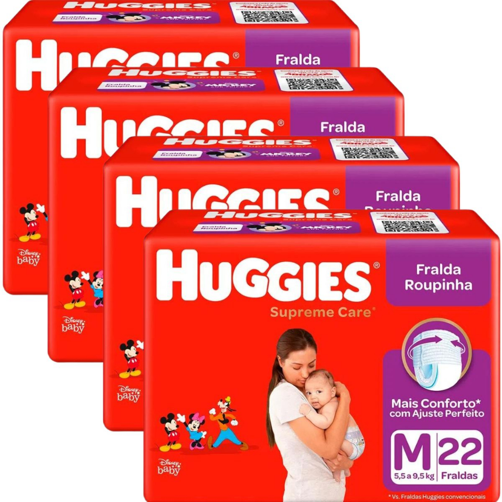 4 Pacotes de Fralda Descartável Huggies Supreme Care Roupinha | Shopee ...
