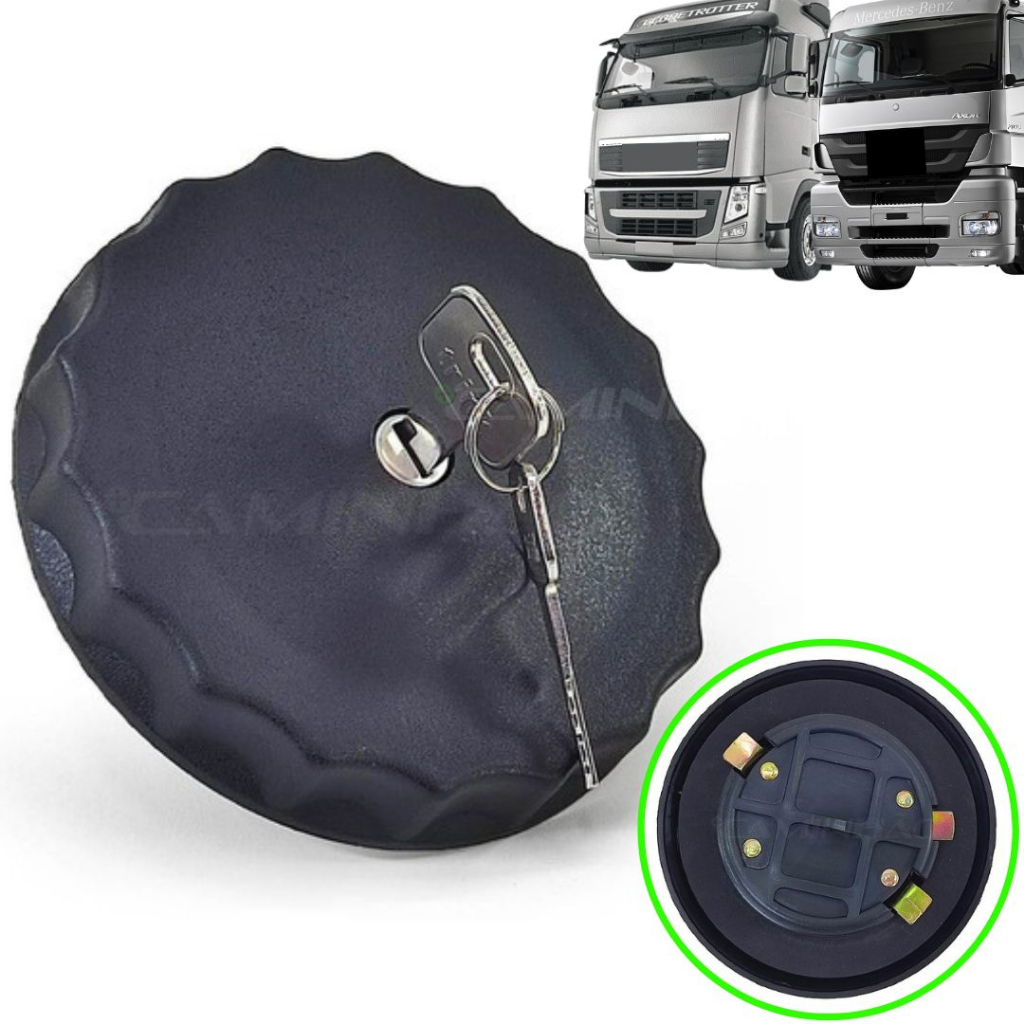 Tampa Tanque Combustível Diesel Volvo FH / NH / FM / NL12 EDC - MBB Axor / Actros- Chave no Meio ...