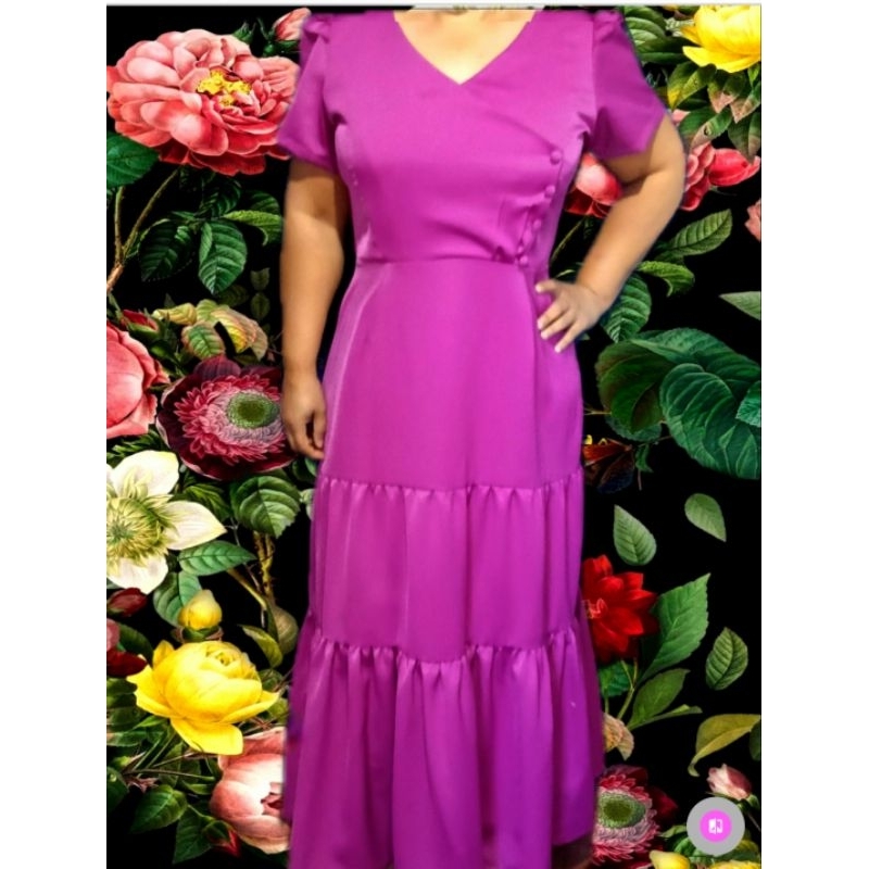 vestido longo cor maravilha modelo 3 maria | Shopee Brasil