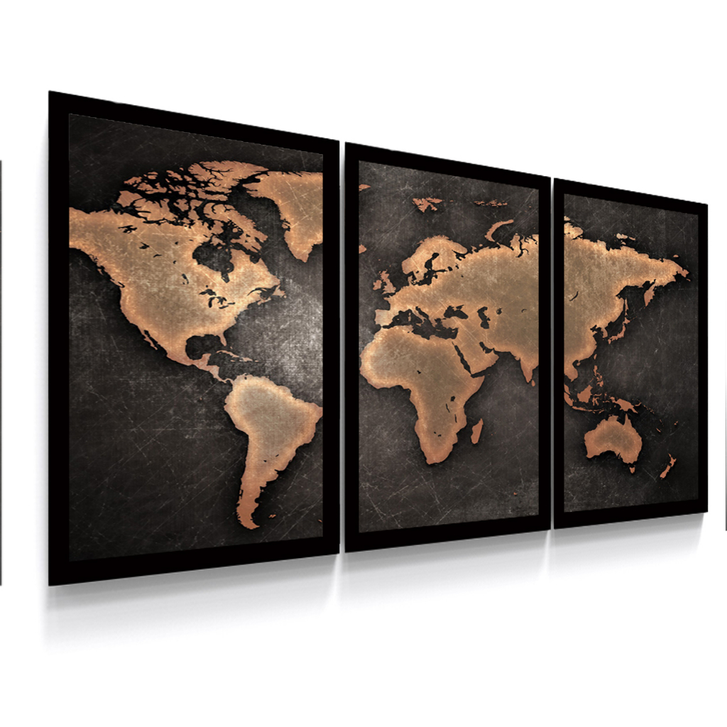 Quadro Decorativo Mapa Mundi Luxo Sala,interiores E Escritório Tamanho ...