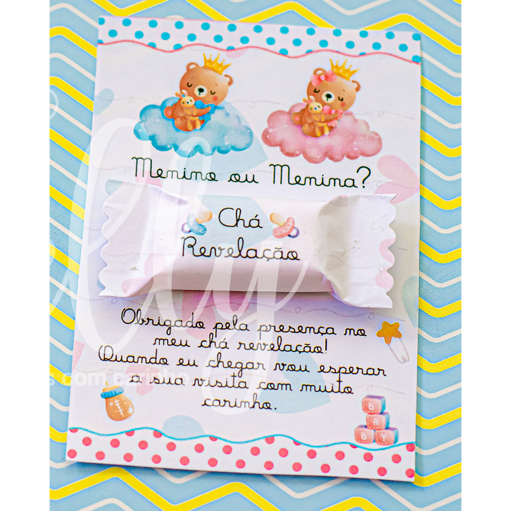 Cartao com bala cha revelacao | Shopee Brasil