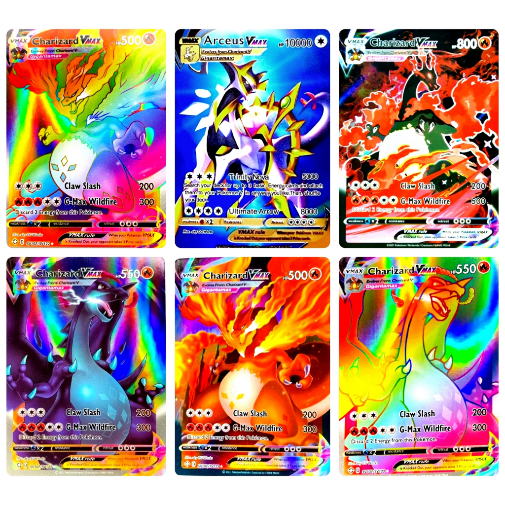 Kit 1 a 10 Cartas Pokemon Brilhantes cromadas Super Raras Arceus ...
