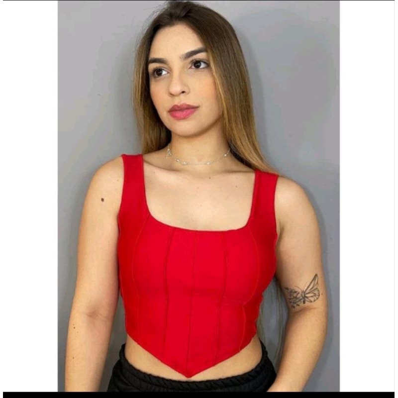 Regata Cropeed Corselet Versatil modinha | Shopee Brasil