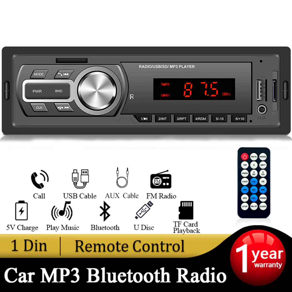Som Automotivo Rádio para Carro Acessórios para Veículo USB Bluetooth Leitor de Cartão SD ...