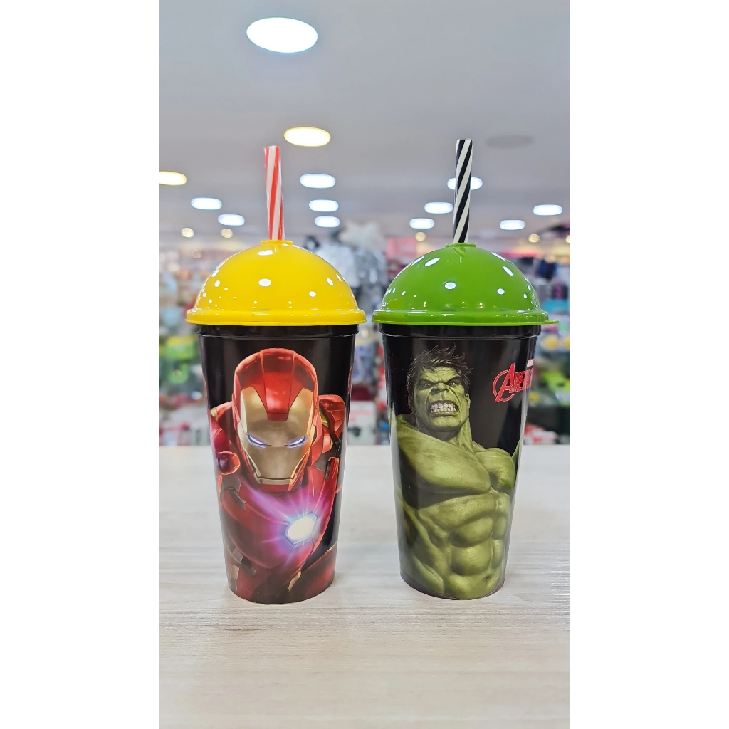 Copo Shake Infantil Disney Homen de Ferro /hulk DC/Marvel C/ Canudo E ...