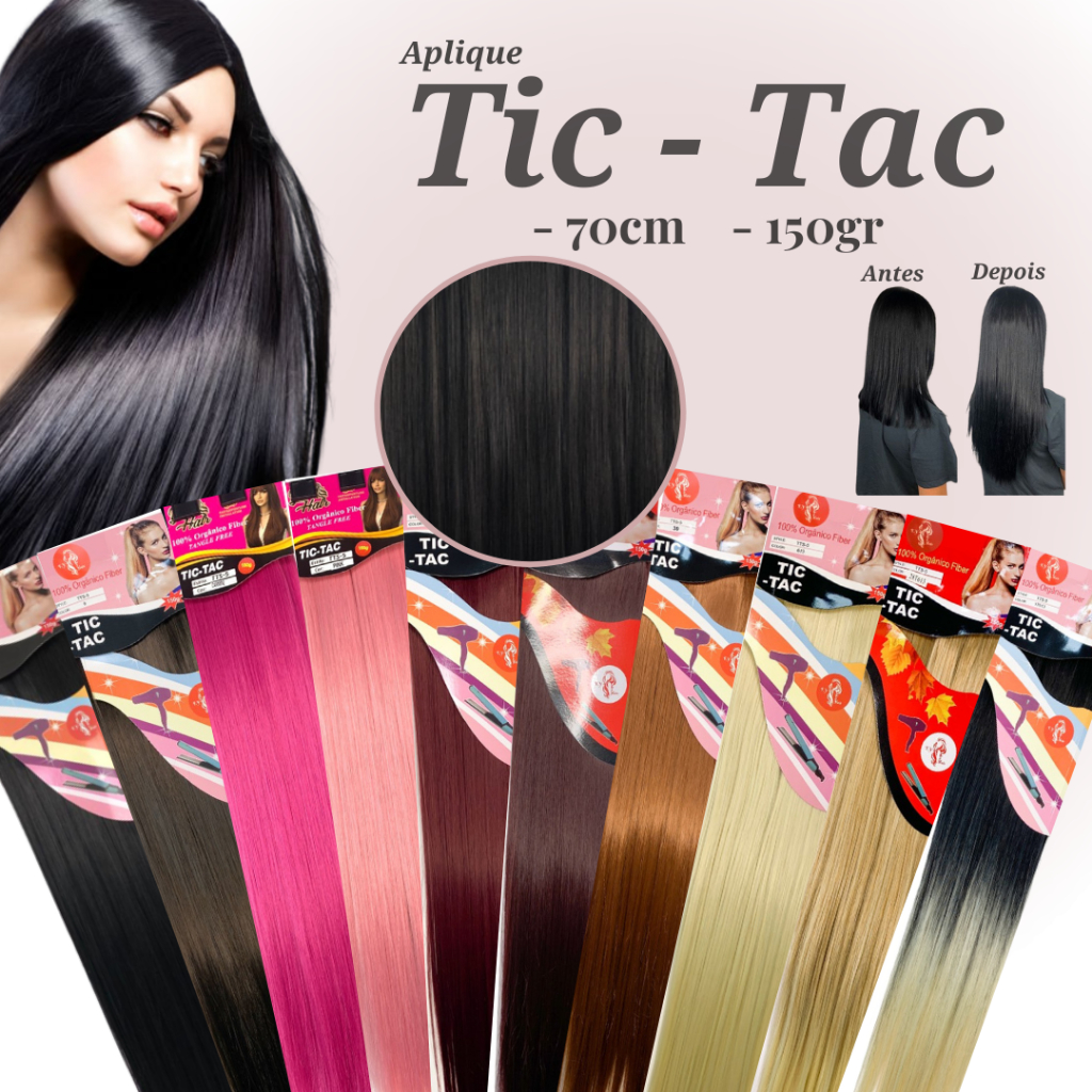 Aplique Tic Tac Liso Natural Fibra 100% Orgânica 70cm 160gr | Shopee Brasil