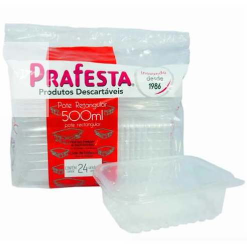 Pote Retangular 500ml Marmita Fitness com Tampa Prafesta Pacote 24 unidades | Shopee Brasil