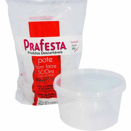 Pote Redondo 500ml com Lacre Freezer e Micro-ondas Prafesta Pacote com 10 unidades | Shopee Brasil