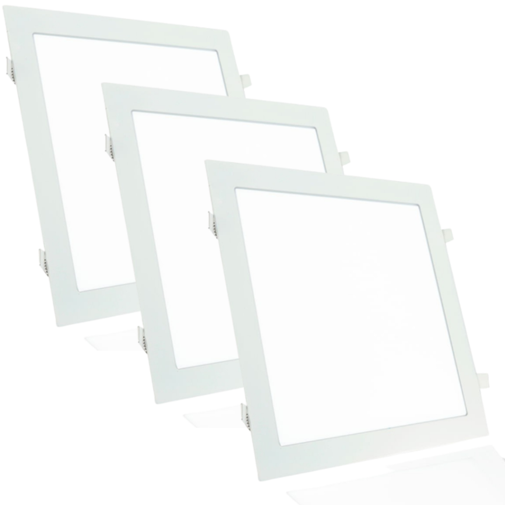 Kit 3 Luminária Painel Plafon Quadrado Embutir Led 24W 25W 30x30 Cor ...
