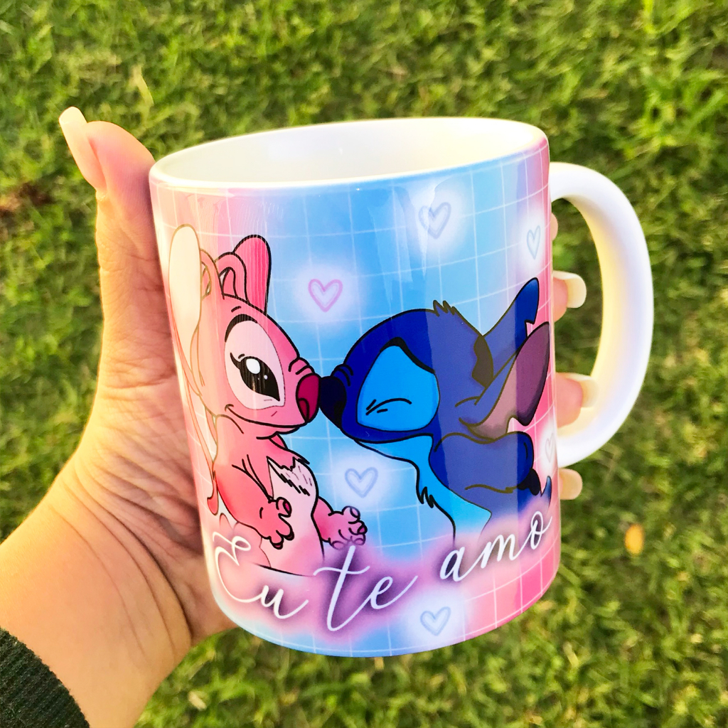 Caneca Angel & Stitch | Meu Riso é Tão Feliz Contigo! | Eu Te Amo ...