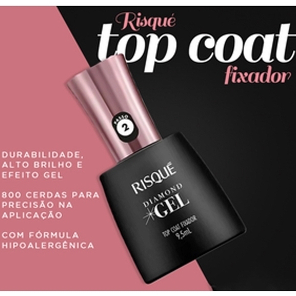 Risqué Top Coat Fixador Diamond Gel Cremoso 9,5ml | Shopee Brasil