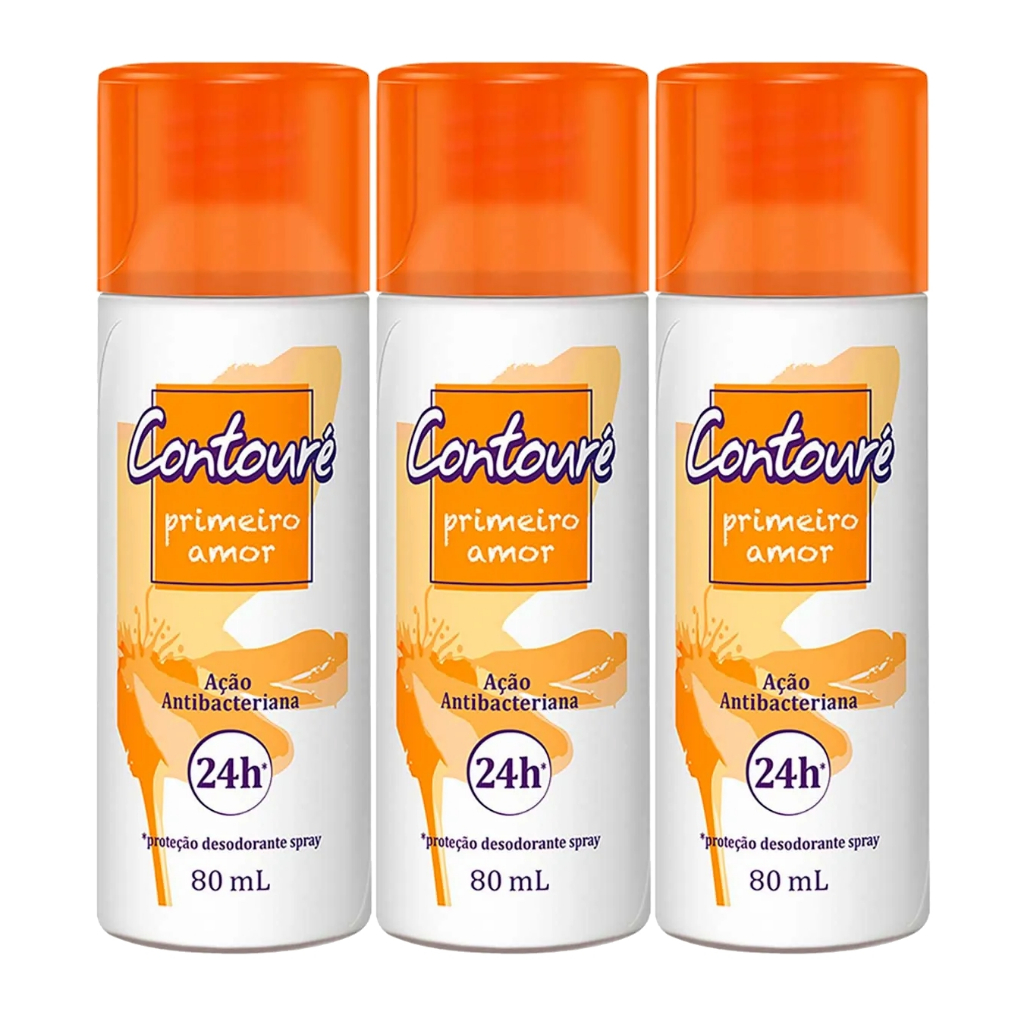 Kit 3 Desodorante Contoure Spray Primeiro Amor 80ml | Shopee Brasil