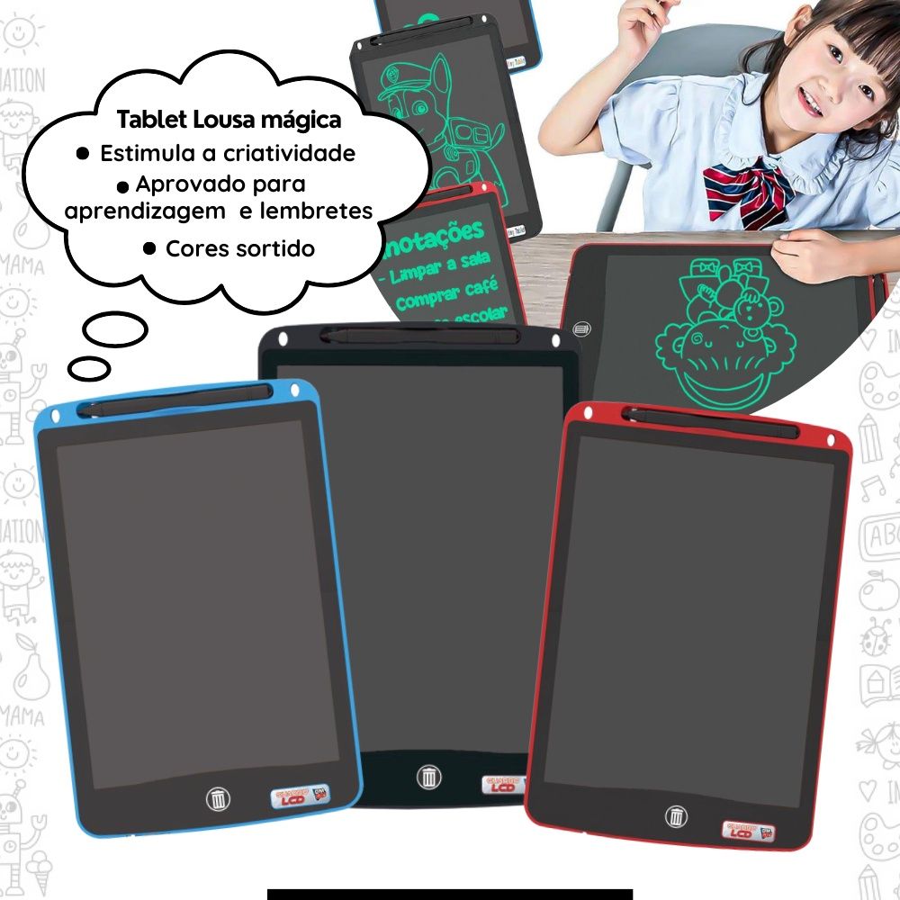 Lousa Mágica Tela Lcd 8.5 /10 /12 Polegadas Infantil De Escrever E Desenhar Tablet | Shopee Brasil