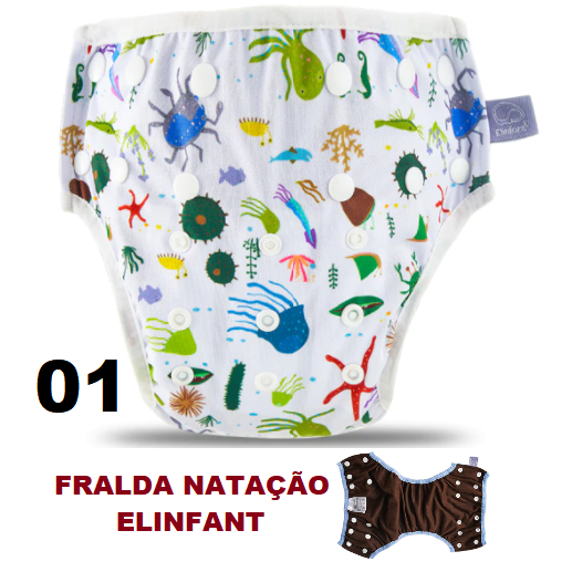 FRALDA PARA NATAÇÃO PRAIA PISCINA ECOLÓGICA REUTILIZÁVEL ELINFANT 01 (1 ...