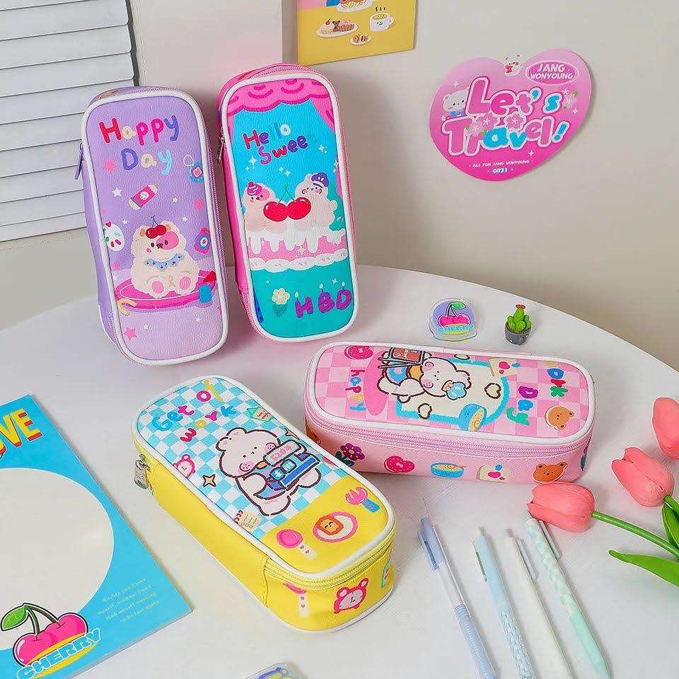 ESTOJO ESCOLAR FOFO KAWAII DIVERTIDO GRANDE CAPACIDADE PAPELARIA FOFA ...