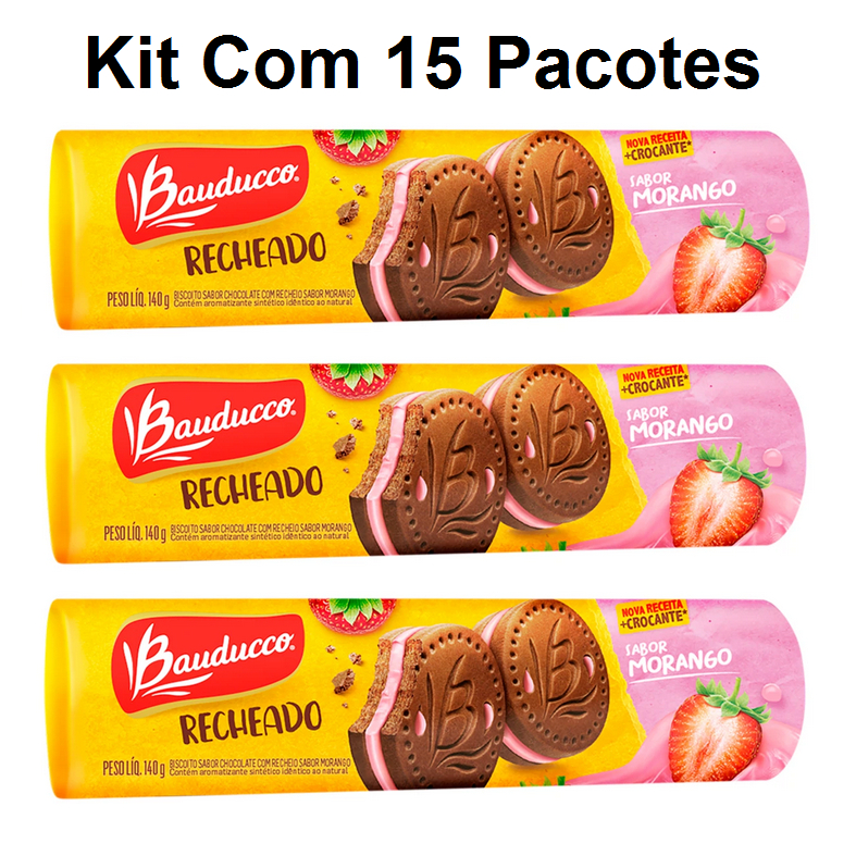 Kit Com 15 Pacotes De Bolacha Recheada Bauduco | Shopee Brasil