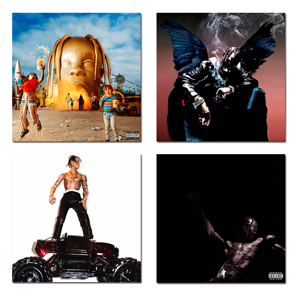 Kit com 4 quadros Travis scott, rodeo, fein, astroworld e birds in trap ...