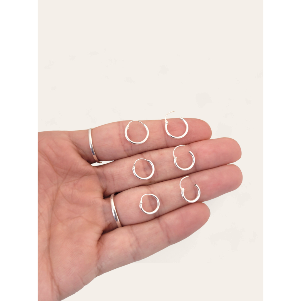 Kit Trio Argolas Prata 925 Legítima 8mm 10mm 12mm | Shopee Brasil