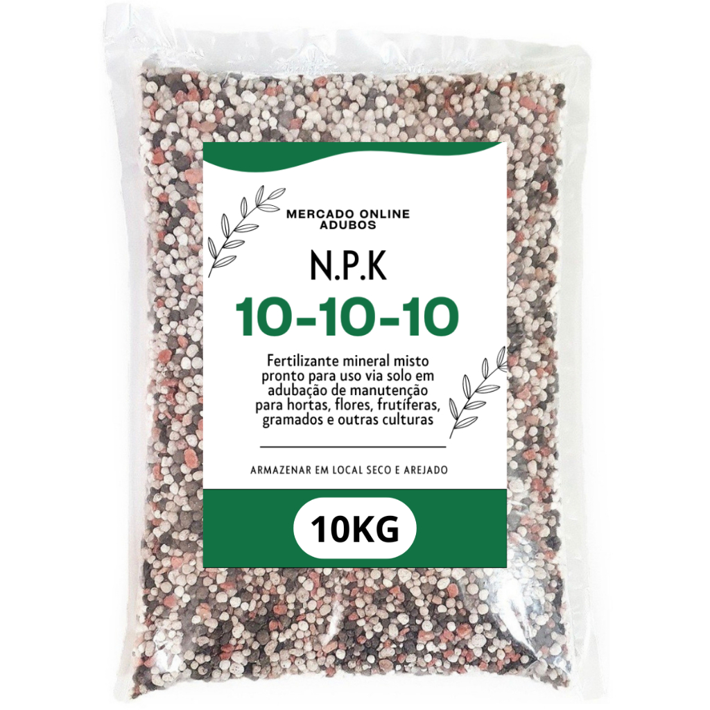 KIT 10 KG - Adubo Fertilizante de cobertura para plantas NPK 10-10-10 - 10KG | Shopee Brasil