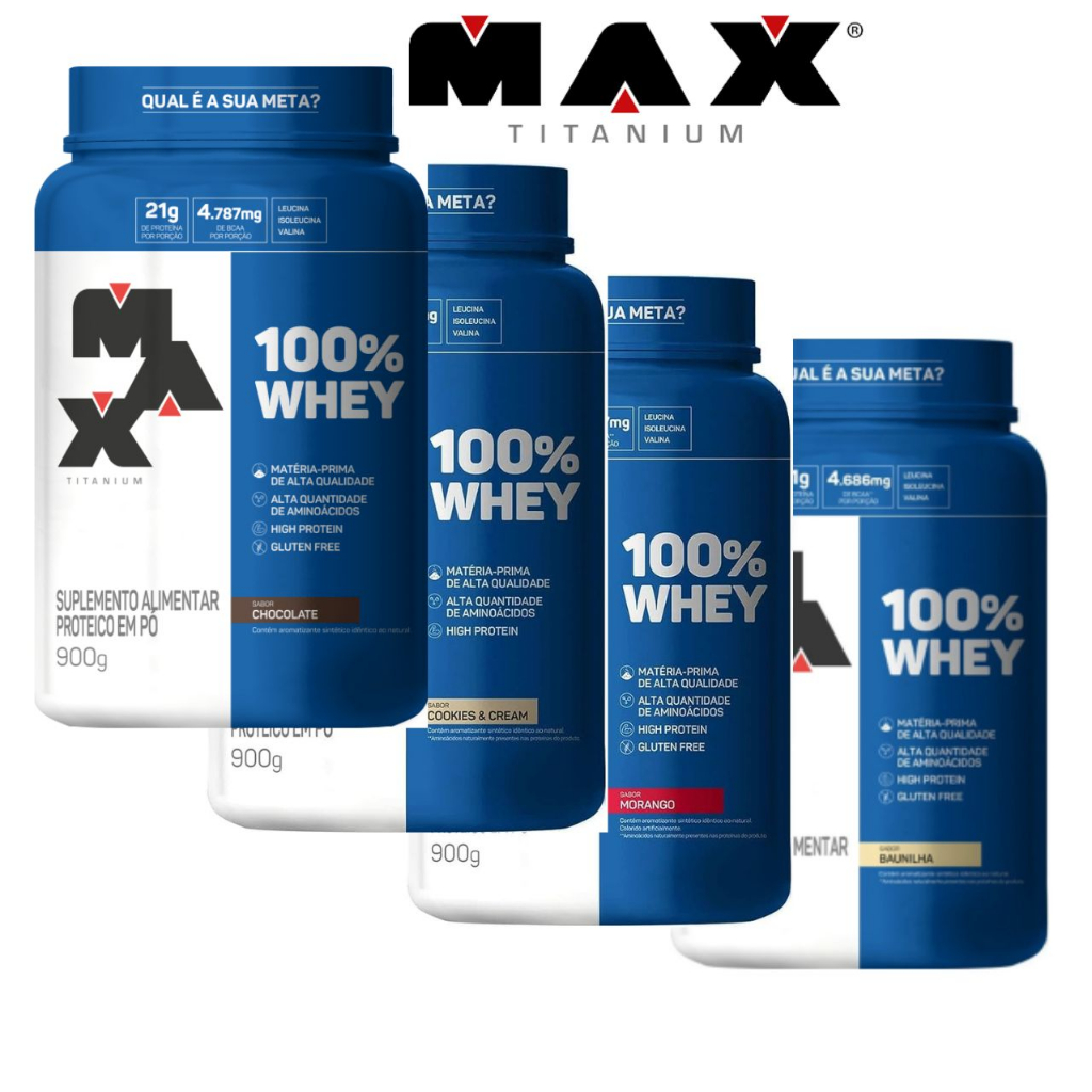 100% Whey Pote 900G - Max Titanium | Shopee Brasil